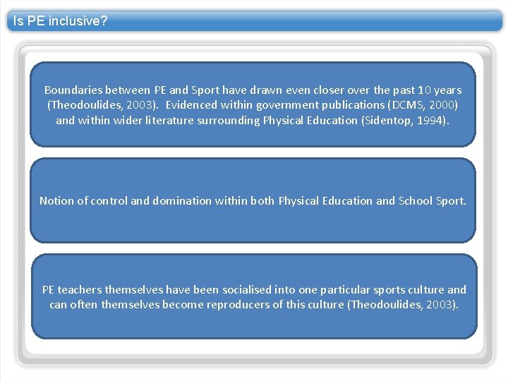 Inclusive Physical Education LGB 513 Pedagogy in PE