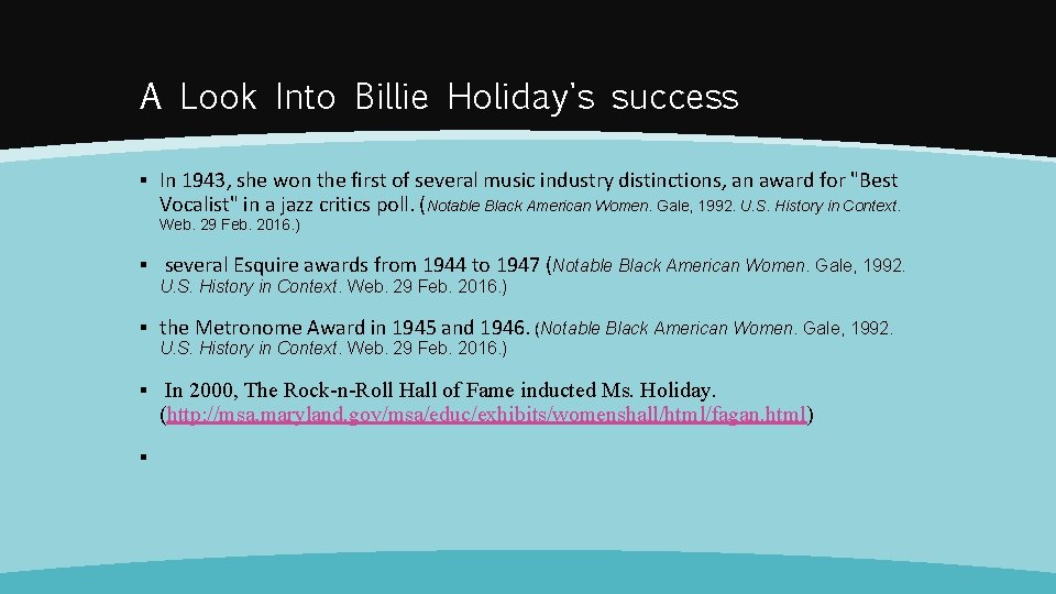 Harlem Renaissance project Athena Walsh Eleanora Fagan Billie