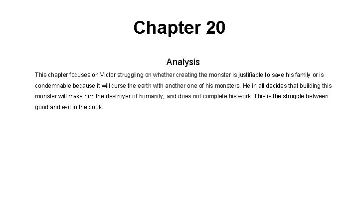 Frankenstein By Mary Shelley Chapter 20 24 Presentation