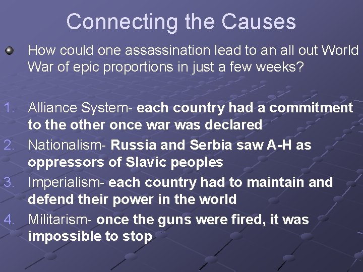 World War I Lecture 1 The Outbreak Assassination