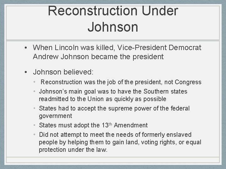 Reconstruction By Mrs Way 8 th Grade History