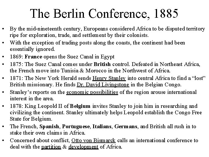 Late Nineteenth Century Imperialism The Scramble for Africa