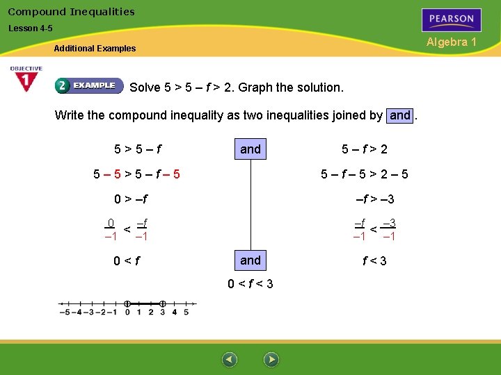 Compound Inequalities Lesson 4 5 Algebra 1 Additional