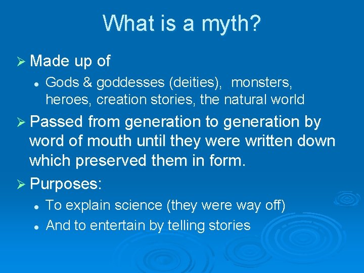 Introduction to Mythology Honors English 9 ForsythBernstein Mythology