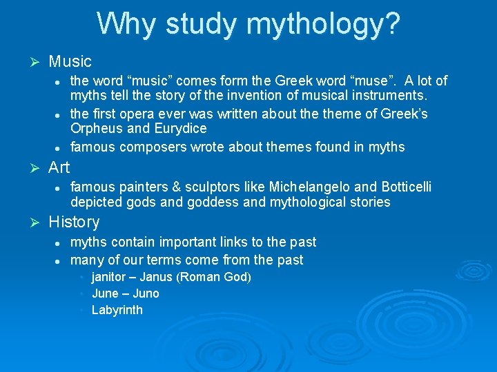 Introduction to Mythology Honors English 9 ForsythBernstein Mythology