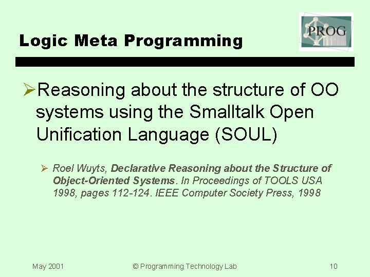 Declarative Meta Programming Dr Kim Mens Kim Mensvub