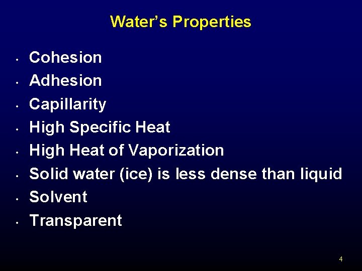 1 Water consists of an oxygen atom bound