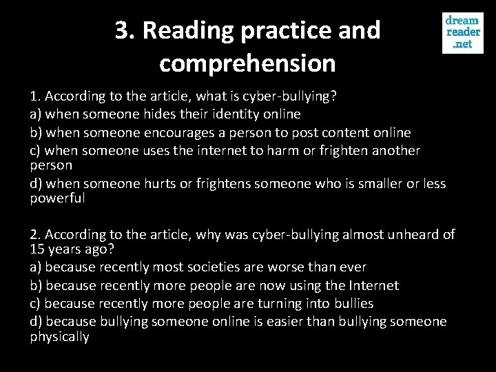 Cyberbullying Class 2 Worksheet 1 Discussion Look at