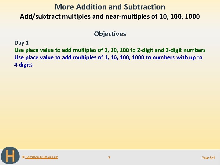 More Addition and Subtraction Addsubtract multiples and nearmultiples