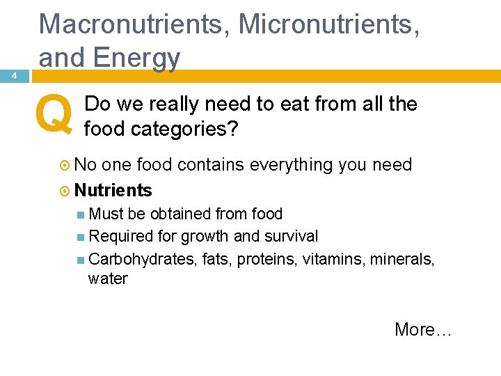 CHAPTER 8 NUTRITION BASICS ENERGY AND NUTRIENTS COMING