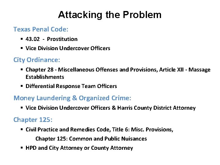 Houston Police Department Vice Division Spas by District