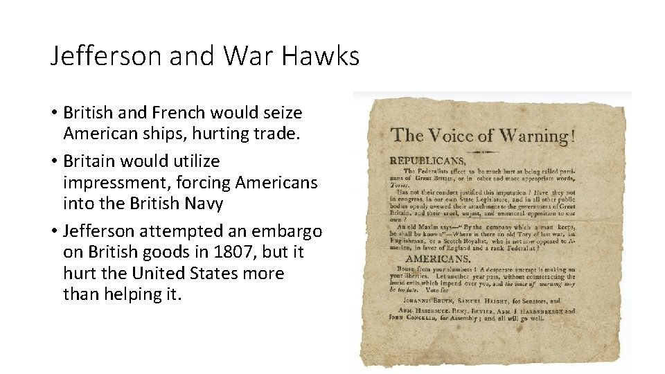 War of 1812 Agenda 1 Bell Ringer What