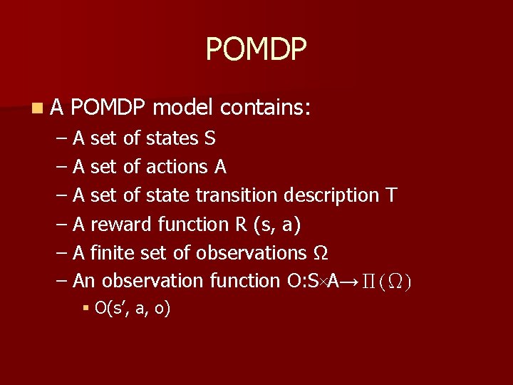 Meeting 3 POMDP Partial Observability MDP Advisor Reference