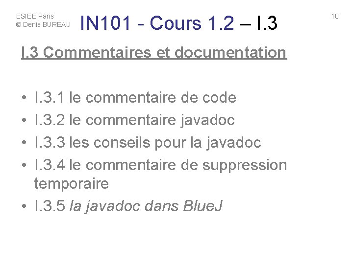 ESIEE Paris Denis BUREAU 1 IN 101 Initiation