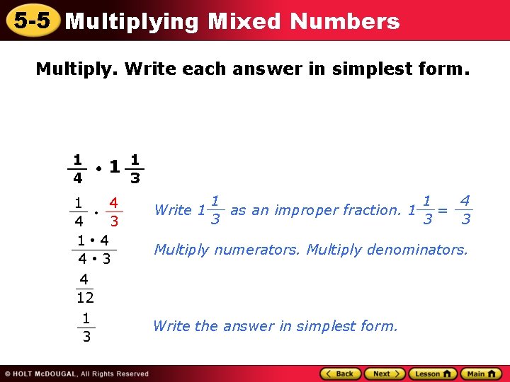 5 5 Multiplying Mixed Numbers Warm Up Problem
