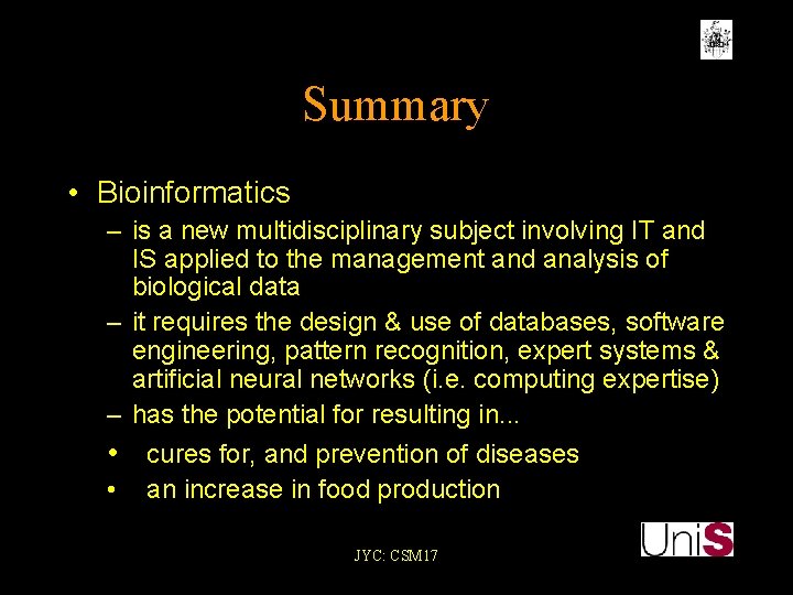 Bioinformatics CSM 17 Week 1 What is Bioinformatics