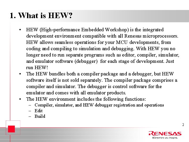 Highperformance Embedded Workshop Description and Installation Guide Renesas
