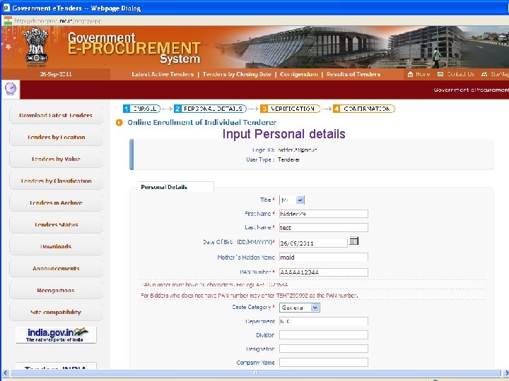 Individual Bidder Enrollment Click here to enroll Input
