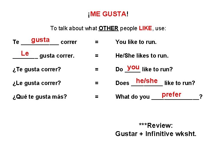 Review Level 1 A Para Empezar Subject Pronouns