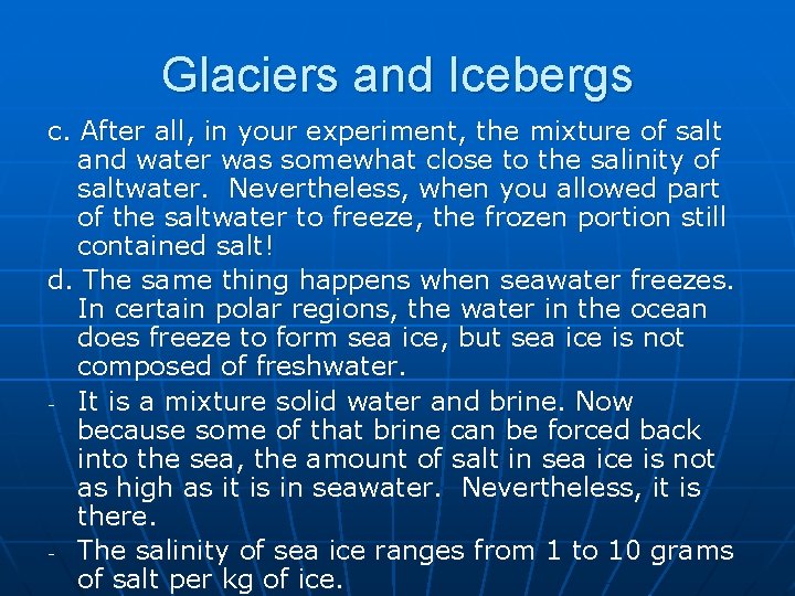 Unit 5 Lesson 4 Glaciers and Icebergs BELLRINGER