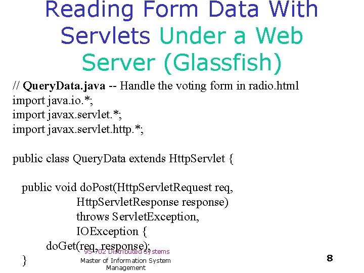 95 702 Distributed Systems Day 2 An Introduction