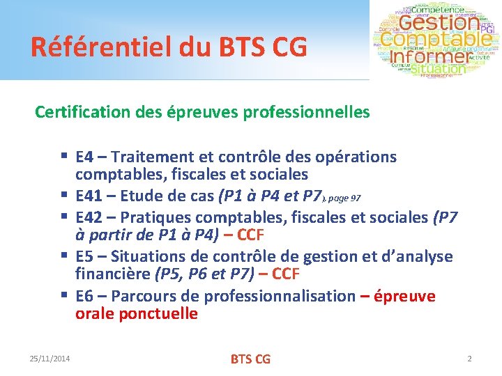 Rfrentiel du BTS CG Pour une certification au
