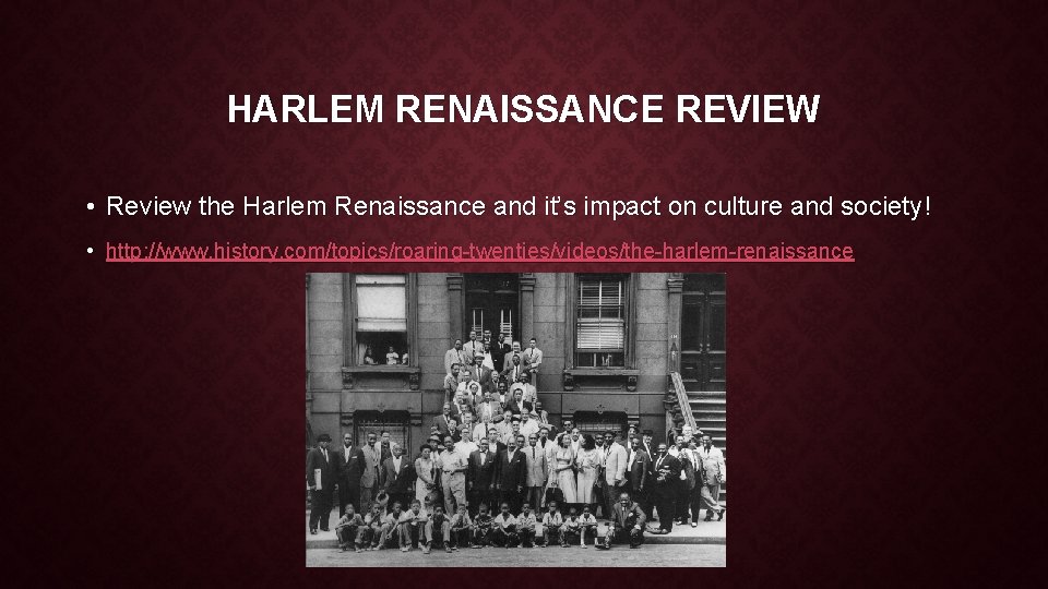 HARLEM RENAISSANCE BEFORE THE BELL Pick up one