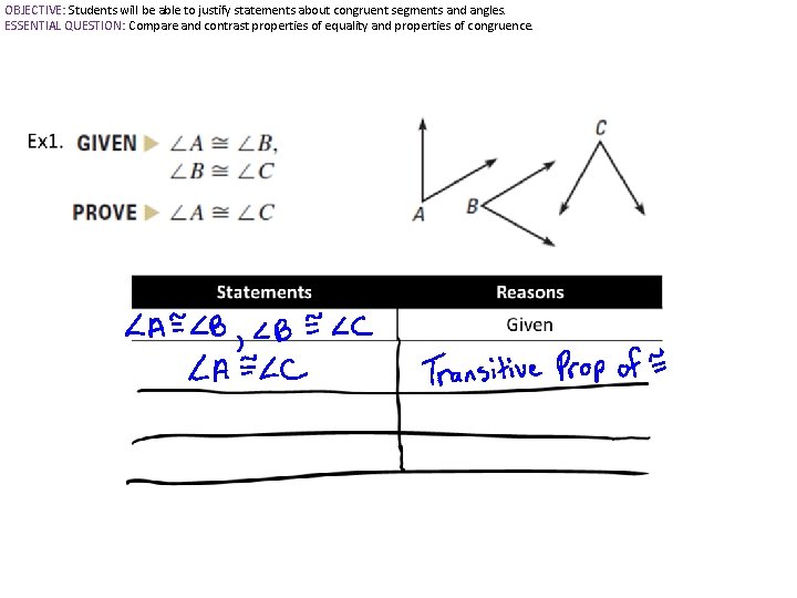 Proving Statements about Segments 1115 OBJECTIVE Students will