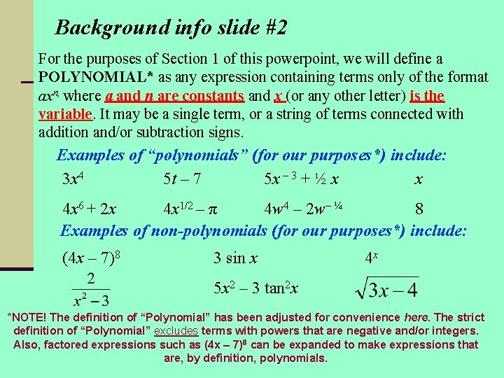 Introduction to Differentiation I Basic Functions F Servello