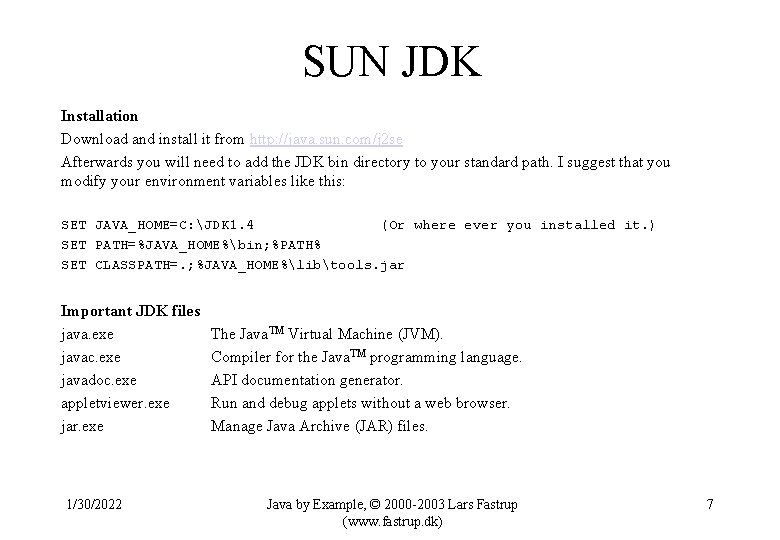TM Java by Example copyright 2000 2003 Lars