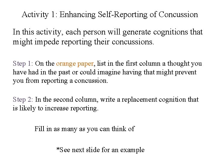 Module 2 Enhancing Concussion Reporting Developed by William