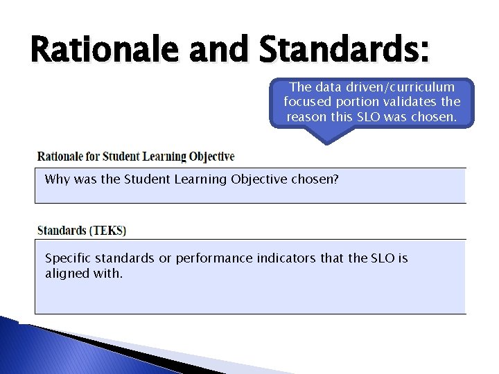 Student Learning Objective A K A SLO The