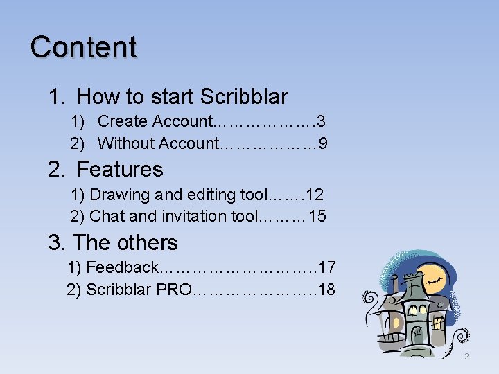 Scribblar Manual 1 Content 1 How to start