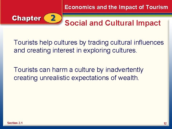 Economics and the Impact of Tourism Back to