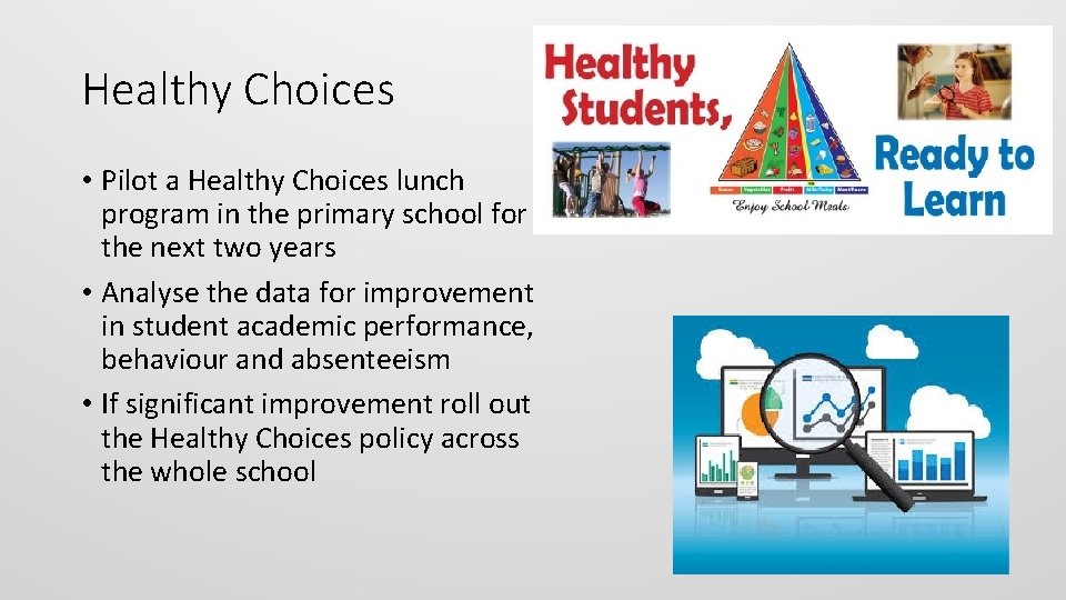 Healthy Choices Provide a balanced diet for better