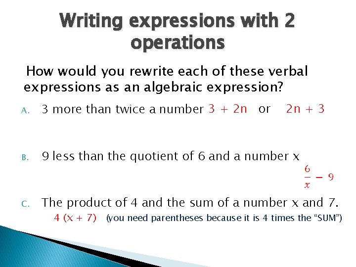 Lesson 1 1 Variables and Expressions Warm Up