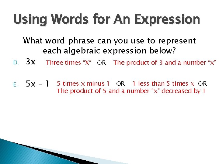 Lesson 1 1 Variables and Expressions Warm Up