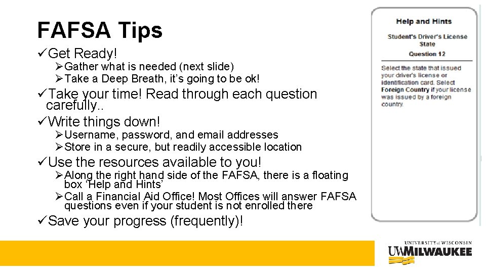 Financing College UWM Financial Aid Office Learning Objectives