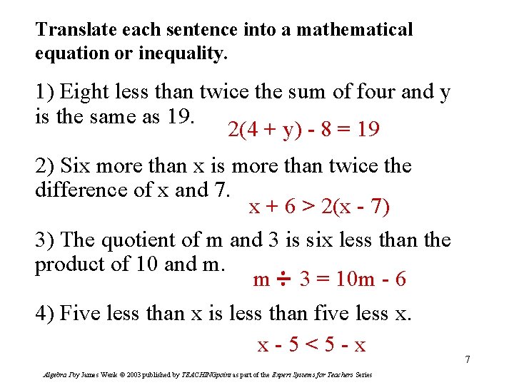 2 2 Translating Words into Symbols Expressions and