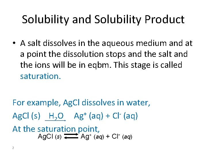 Chapter 16 Solubility and Complex Ion Equilibria Solubility