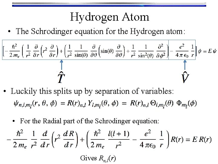 The Hydrogen Atom Model The orbitals we know