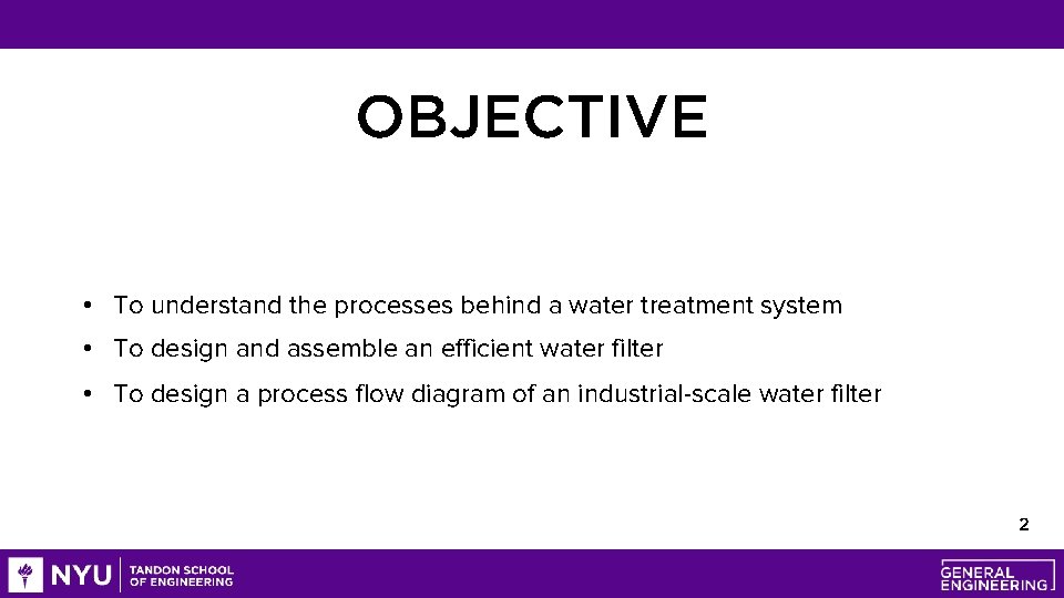 PROCESSES WATER FILTERS EG 1003 LAB 8 OVERVIEW