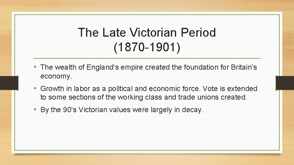 The Victorian Era 1830 1901 The British Empire