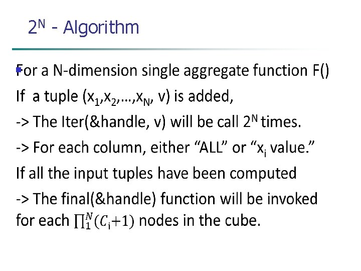 DATA CUBE Advanced Databases 584 1 Index of