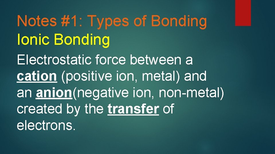 Unit 3 Bonding Chemical Rxns OBJECTIVES SWBAT Identify