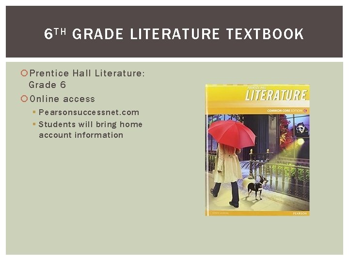 6 TH GRADE ELA Mrs Finch WEBSITE By