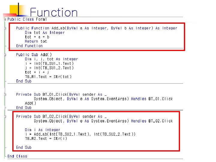 Visual Basic NET 2 Sub Function Name TBSU