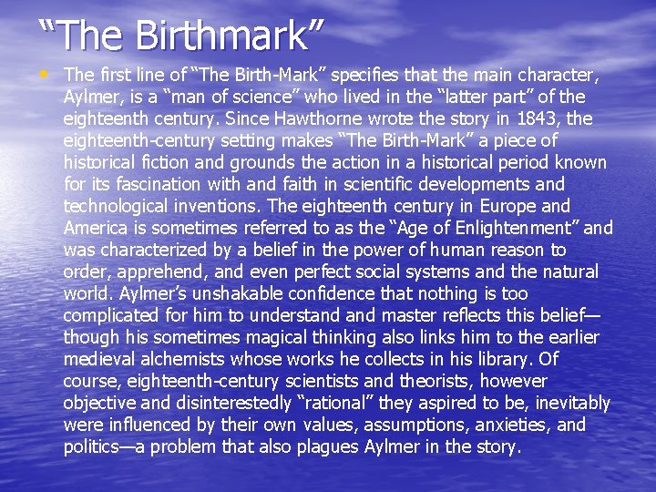 Nathaniel Hawthorne The Birthmark Symbolism and Figurative Language
