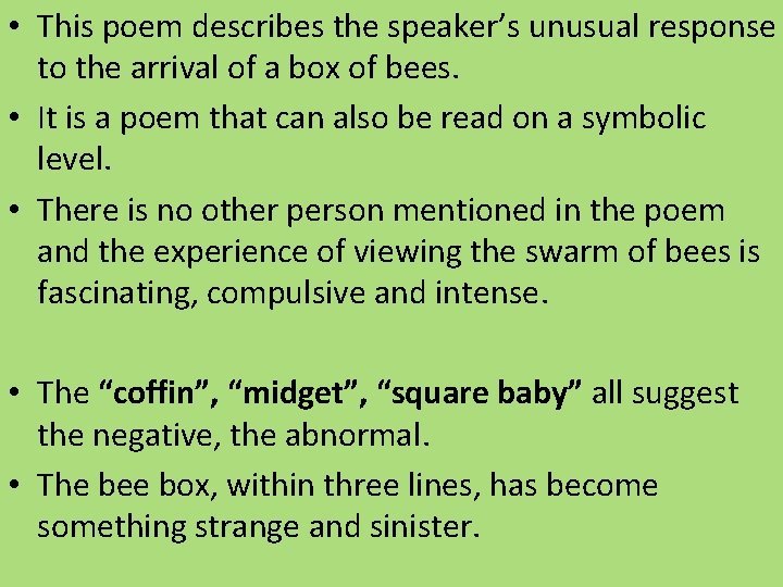 The Arrival of the Bee Box Sylvia Plath