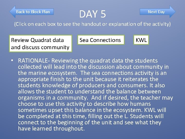Block Plan A 5 th Grade Science Unit